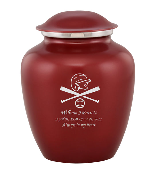 Grace Baseball Custom Engraved Adult Cremation Urn for Ashes in Red ...