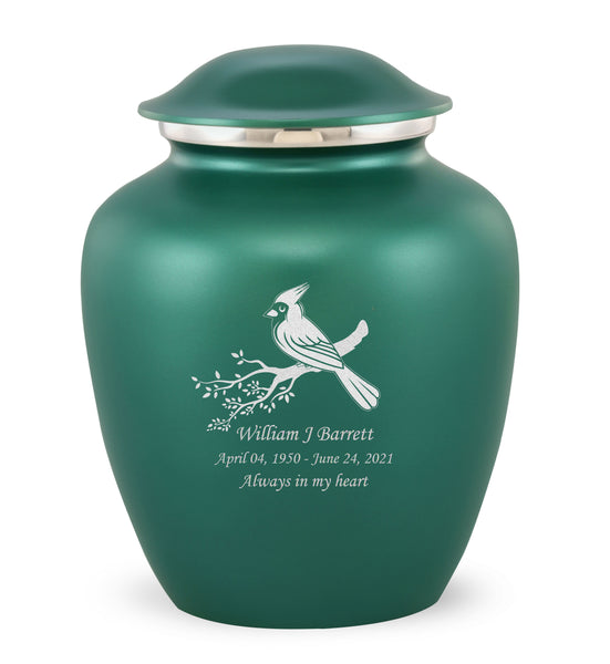 Grace Cardinal Custom Engraved Adult Cremation Urn for Ashes in Green ...