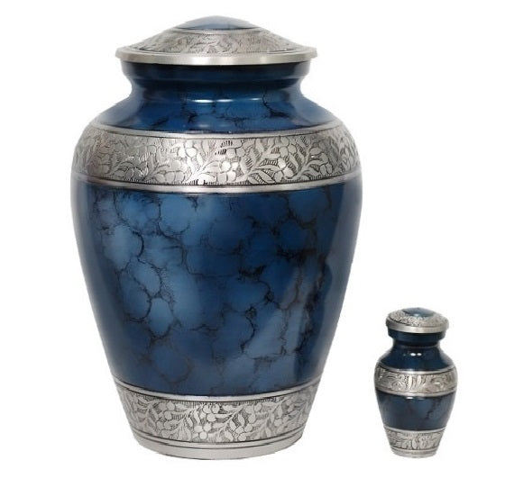 Large Elite Cloud Blue Alloy Cremation Urn, Alloy Urns - Divinity Urns