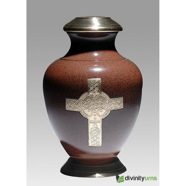 Celtic Brown Religious Urn, Cross Sign Engraved Urn for Adult Ashes ...